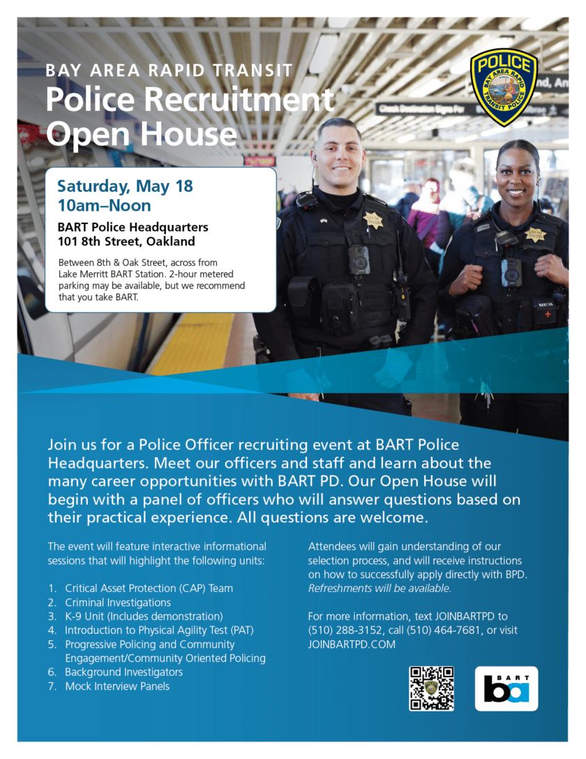 Join the BART Police Department - BART Police Department